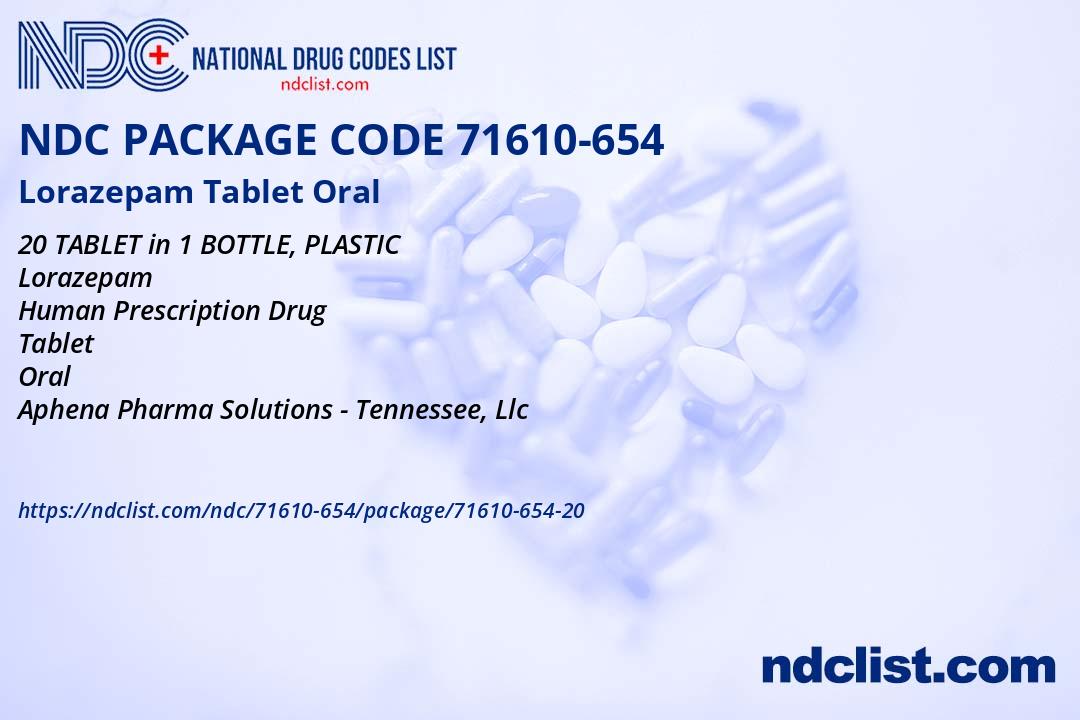 Lorazepam Tablet NDC Package 71610-654-20