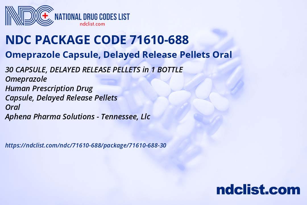 NDC Package 71610-688-30 Omeprazole Capsule, Delayed Release Pellets Oral