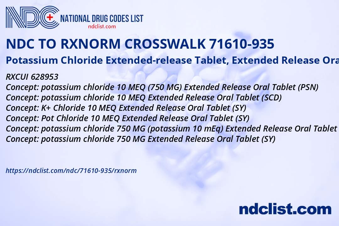 Potassium Chloride- RxNorm Crosswalk NDC71610-935