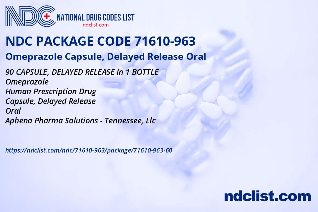 NDC Package 71610-963-60 Omeprazole Capsule, Delayed Release Oral