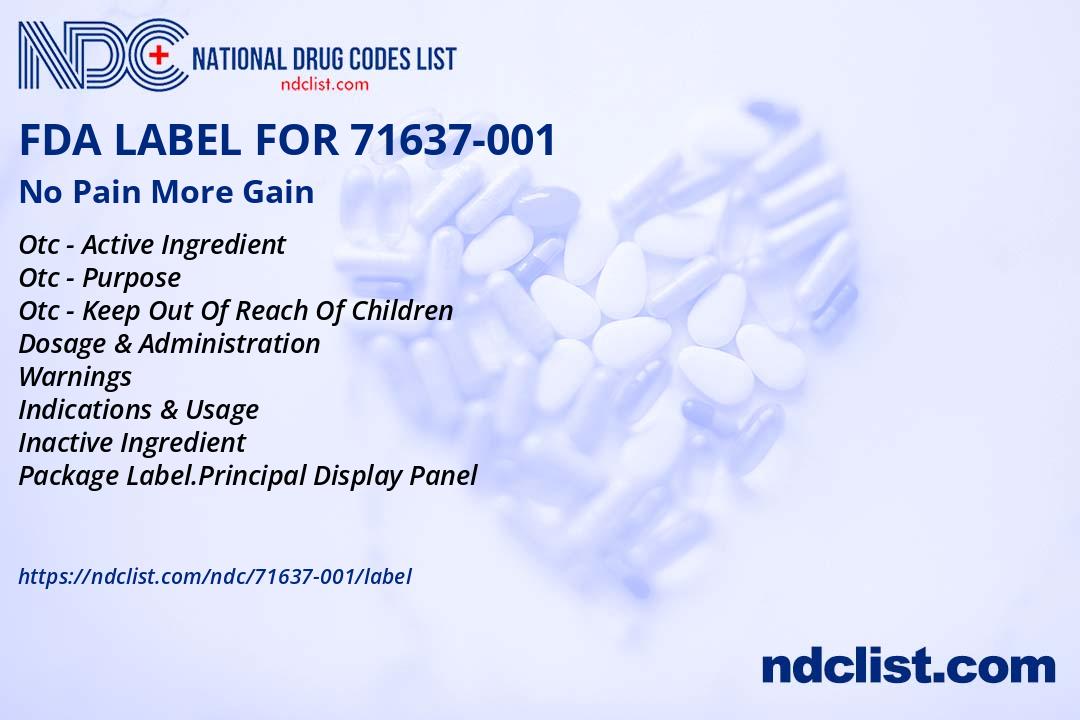 FDA Label for No Pain More Gain - Indications, Usage & Precautions