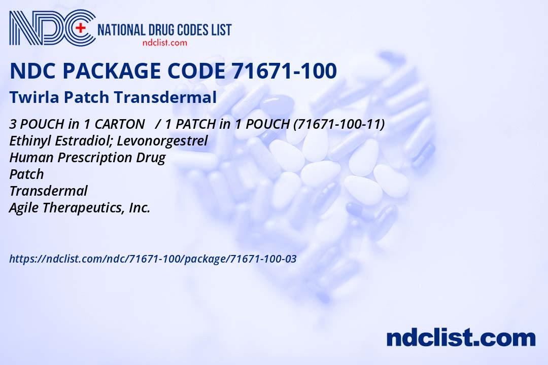 NDC Package 71671-100-03 Twirla Patch Transdermal