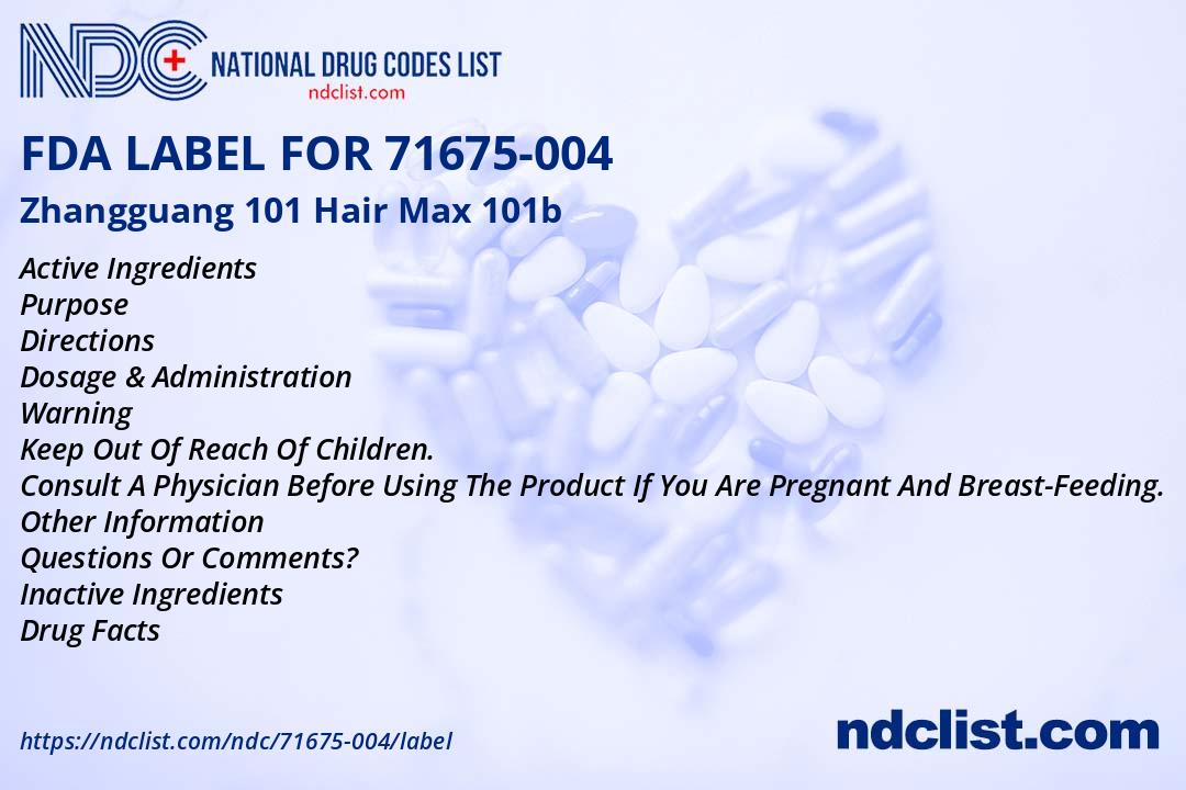Zhangguang 101 Hair Max 101b FDA Label - NDC 71675-004