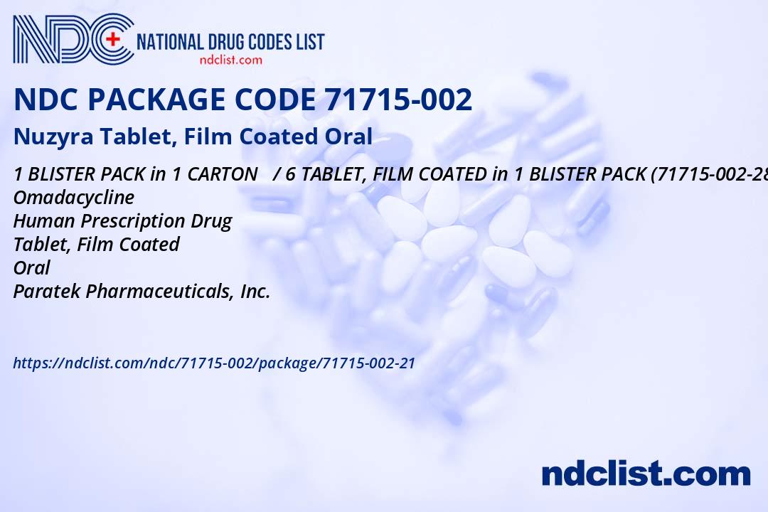 Nuzyra Tablet, Film Coated NDC Package 71715-002-21