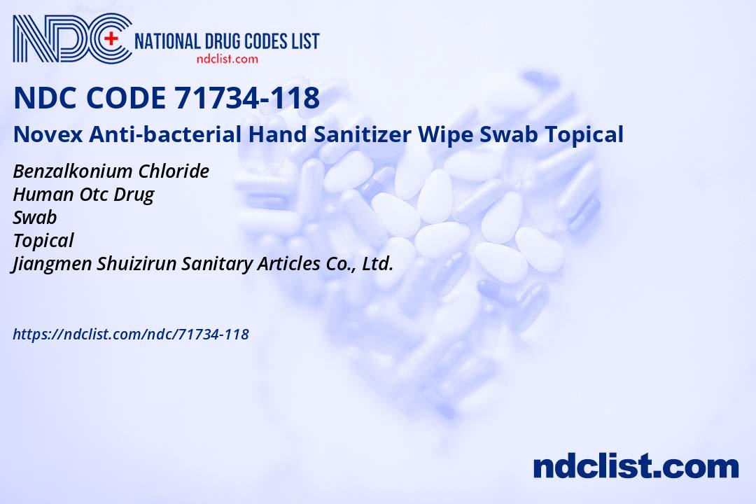 Novex Anti-bacterial Hand Sanitizer Wipe Swab- NDC71734-118