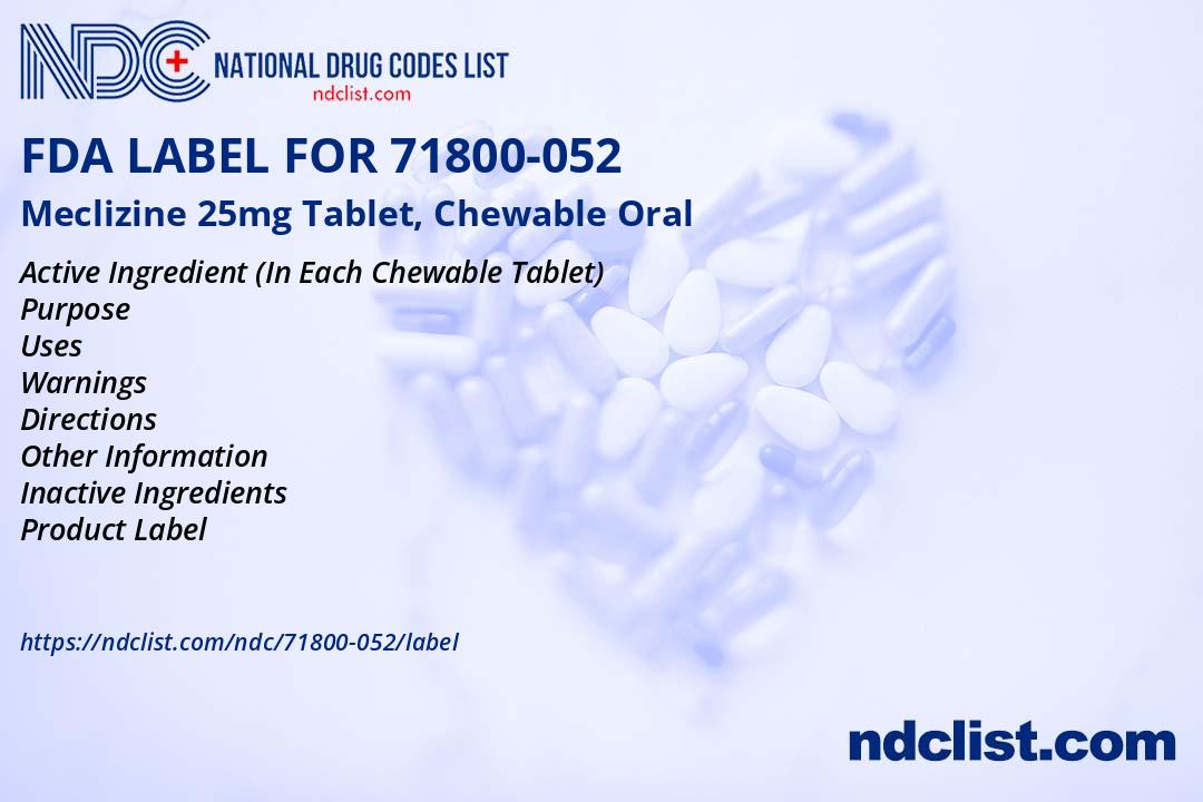 FDA Label for Meclizine 25mg - Indications, Usage & Precautions