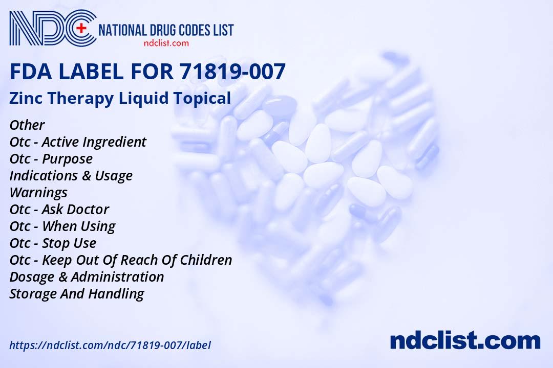 FDA Label for Zinc Therapy Liquid Topical - Indications, Usage ...