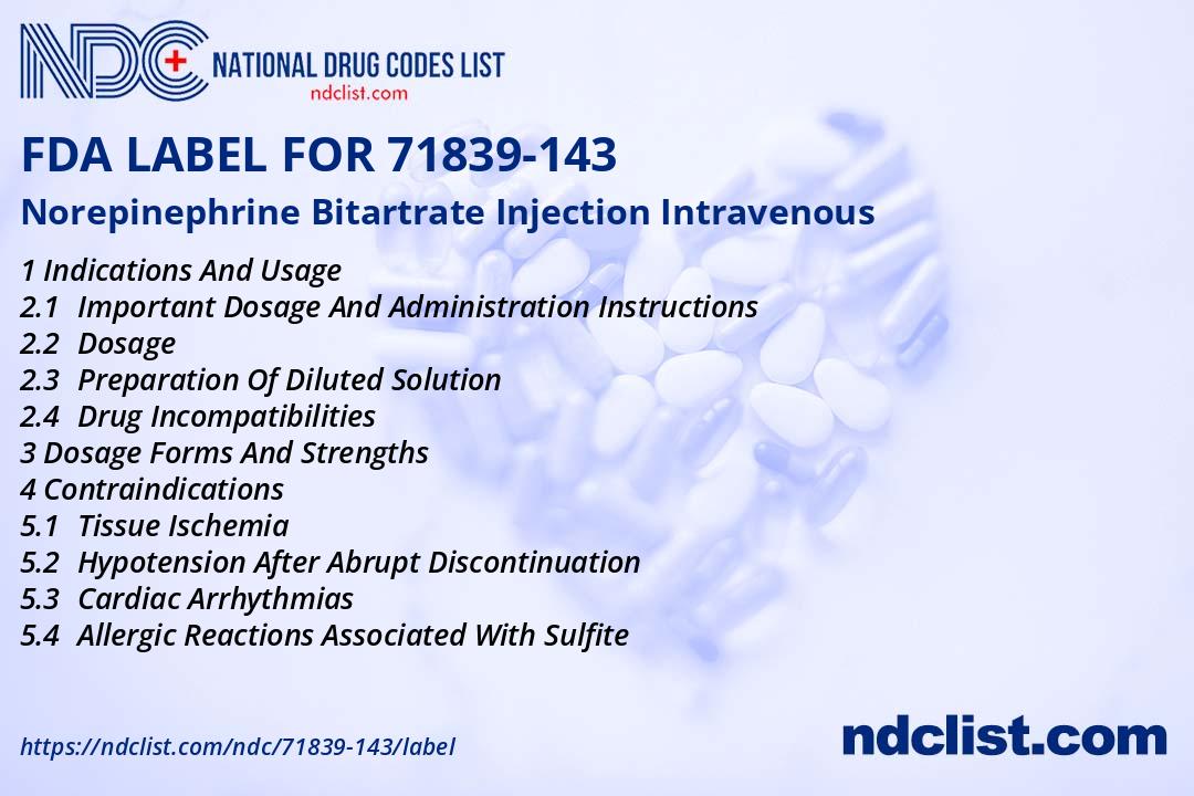 FDA Label for Norepinephrine Bitartrate Injection Intravenous ...