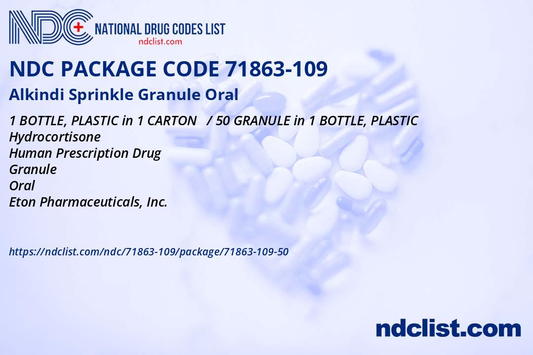 NDC Package 71863-109-50 Alkindi Sprinkle Granule Oral