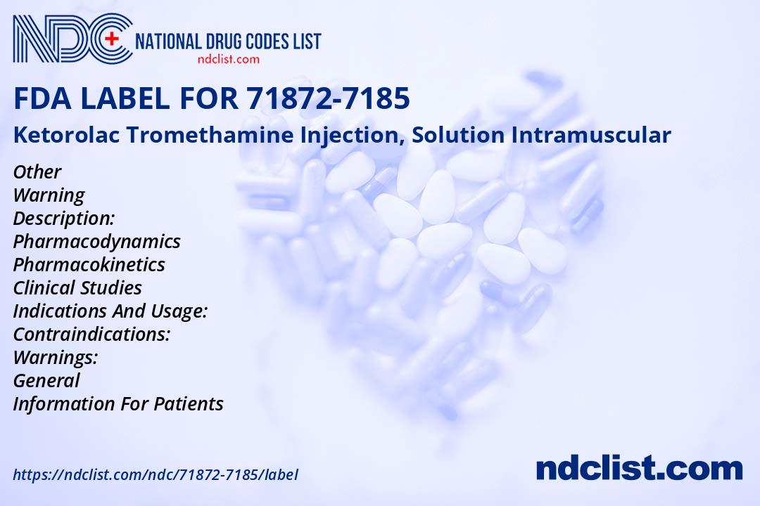 FDA Label for Ketorolac Tromethamine Injection, Solution Intramuscular ...