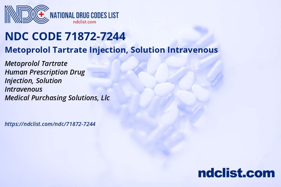 Metoprolol Tartrate Injection, Solution- NDC71872-7244