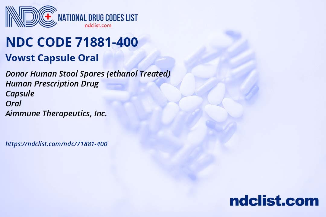 NDC 71881-400 Vowst Capsule Oral