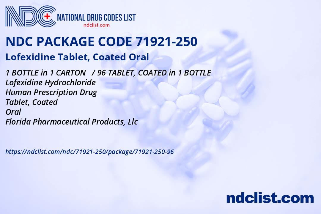 Lofexidine Tablet, Coated NDC Package 71921-250-96