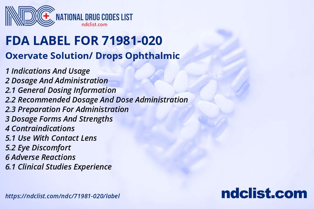Oxervate Solution/ Drops FDA Label - NDC 71981-020