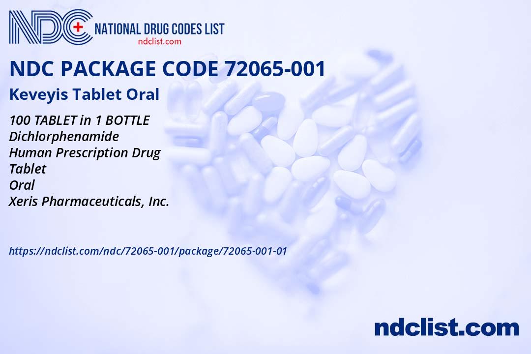NDC Package 72065-001-01 Keveyis Tablet Oral