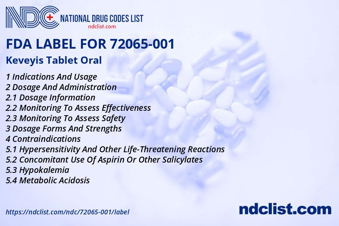 Keveyis Tablet FDA Label - NDC 72065-001