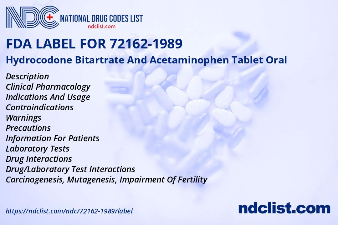 FDA Label for Hydrocodone Bitartrate And Acetaminophen Tablet Oral ...