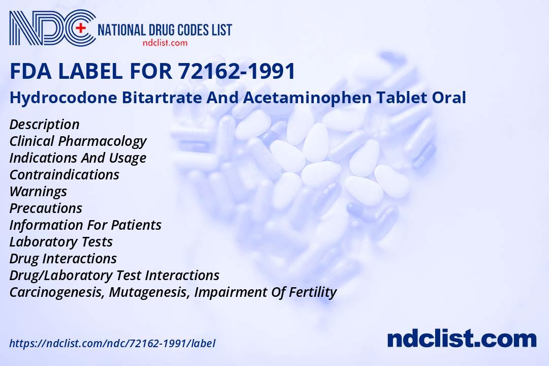 FDA Label for Hydrocodone Bitartrate And Acetaminophen Tablet Oral ...