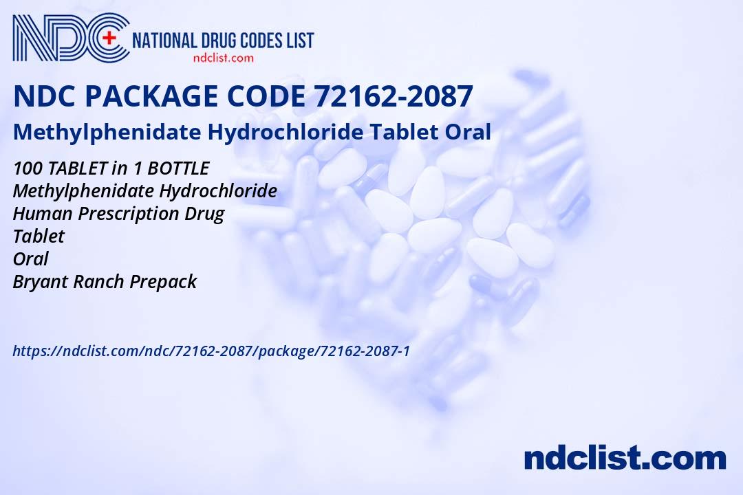 NDC Package 72162-2087-1 Methylphenidate Hydrochloride Tablet Oral
