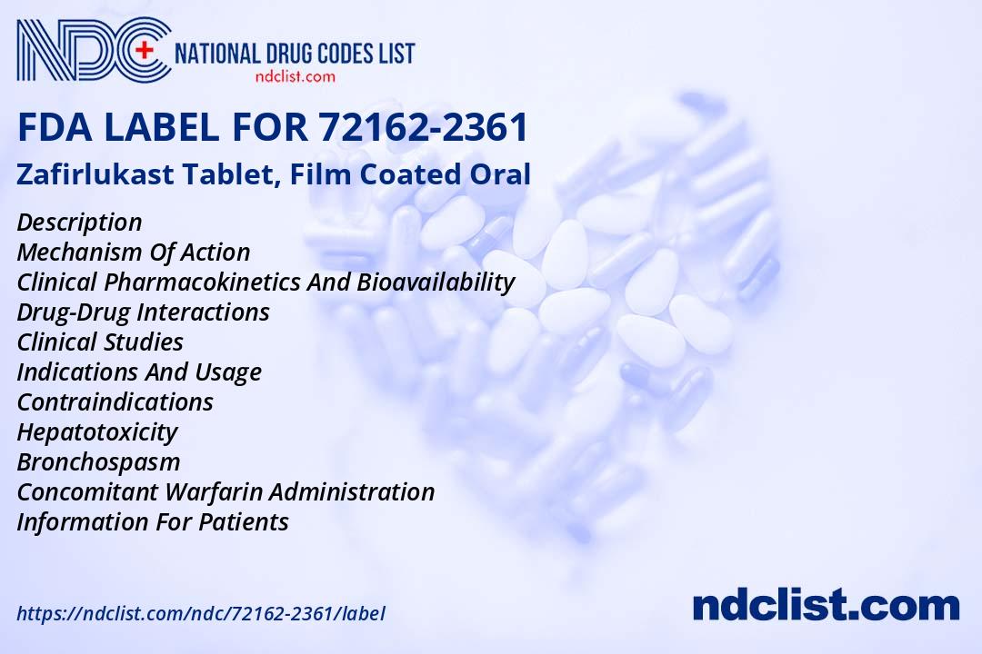 FDA Label for Zafirlukast Tablet, Film Coated Oral - Indications, Usage ...