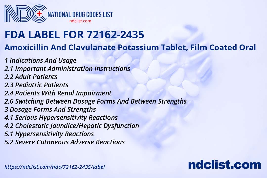 Amoxicillin And Clavulanate P FDA Label - NDC 72162-2435