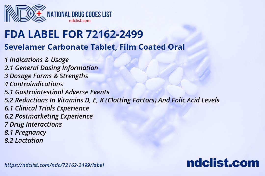 Sevelamer Carbonate FDA Label - NDC 72162-2499