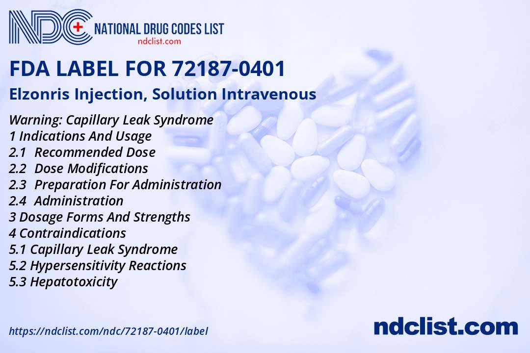 Elzonris Injection, Solution- FDA Label NDC72187-0401