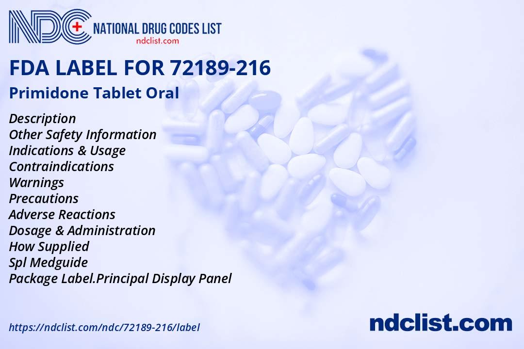 Primidone Tablet- FDA Label NDC72189-216