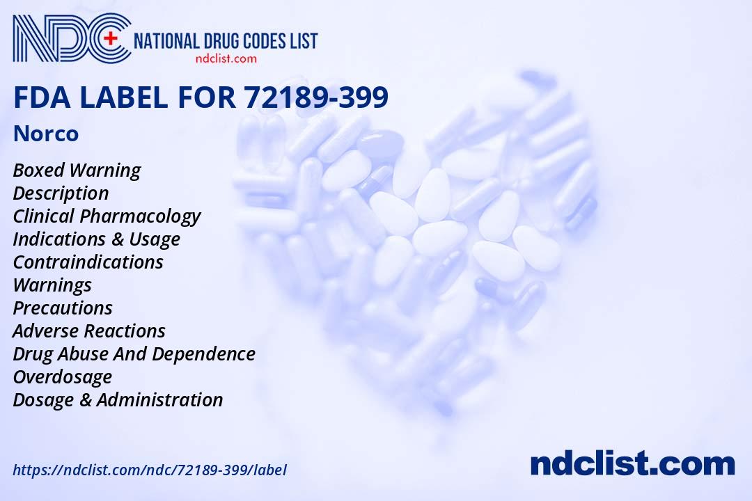 FDA Label for Norco Tablet Oral - Indications, Usage & Precautions