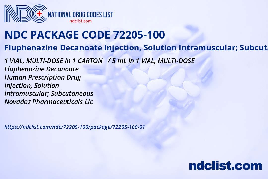 NDC Package 72205-100-01 Fluphenazine Decanoate Injection, Solution ...