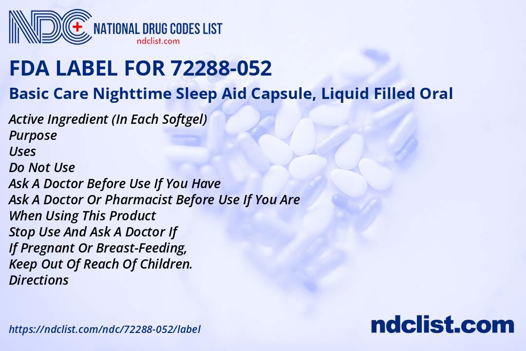 FDA Label for Basic Care Nighttime Sleep Aid Capsule, Liquid Filled ...