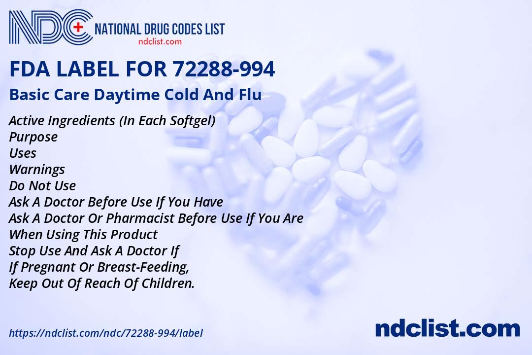 FDA Label for Basic Care Daytime Cold And Flu Capsule, Liquid Filled ...