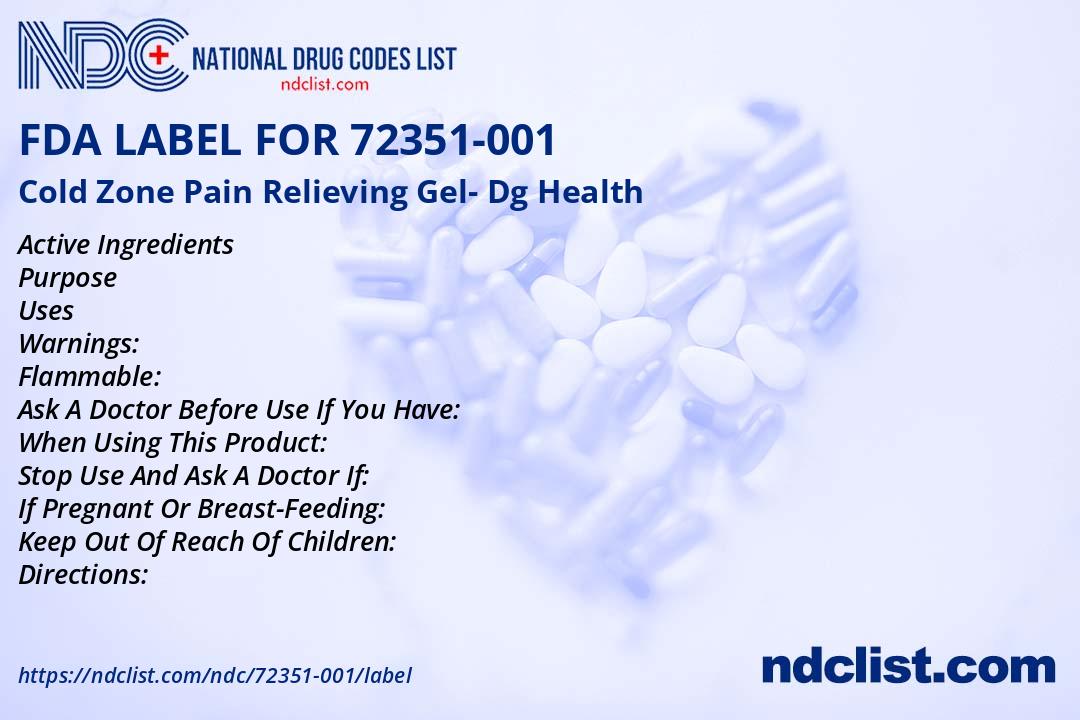 FDA Label for Cold Zone Pain Relieving Gel- Dg Health - Indications ...