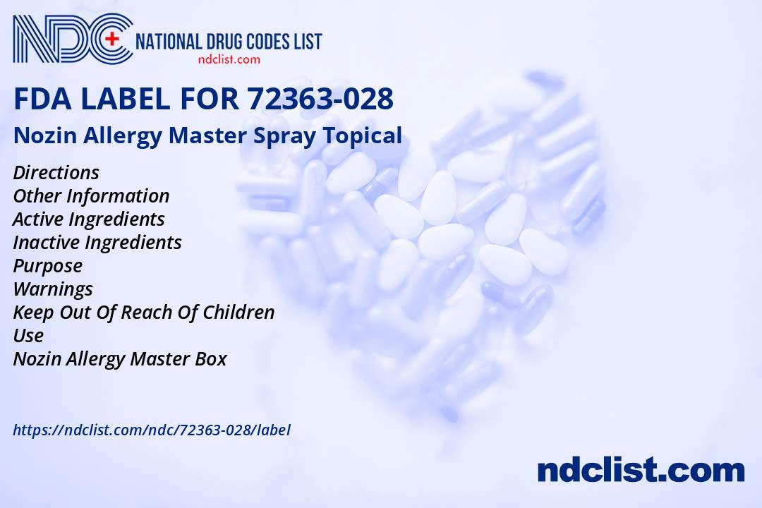 Nozin Allergy Master- FDA Label NDC72363-028