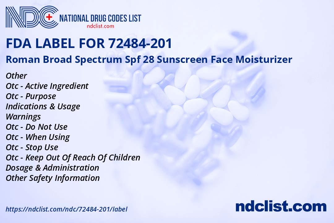 Roman Broad Spectrum Spf 28- FDA Label NDC72484-201