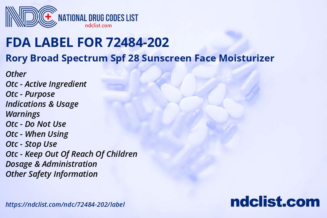 Rory Broad Spectrum Spf 28 FDA Label - NDC 72484-202
