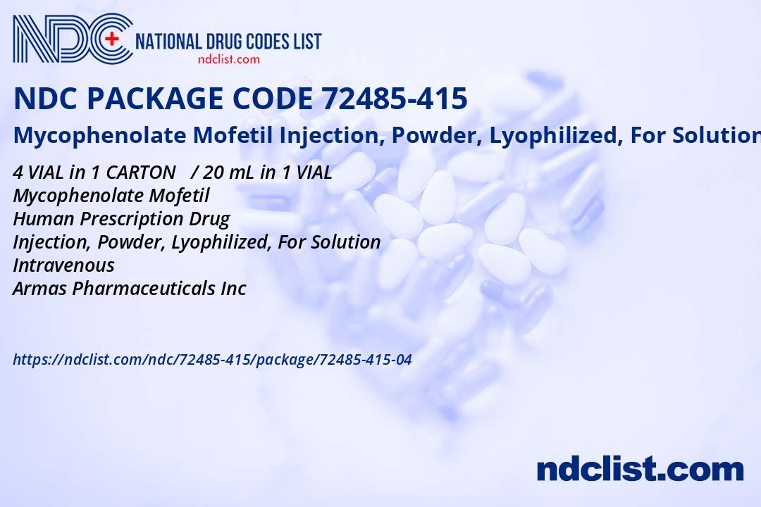 Mycophenolate Mofetil NDC Package 72485-415-04