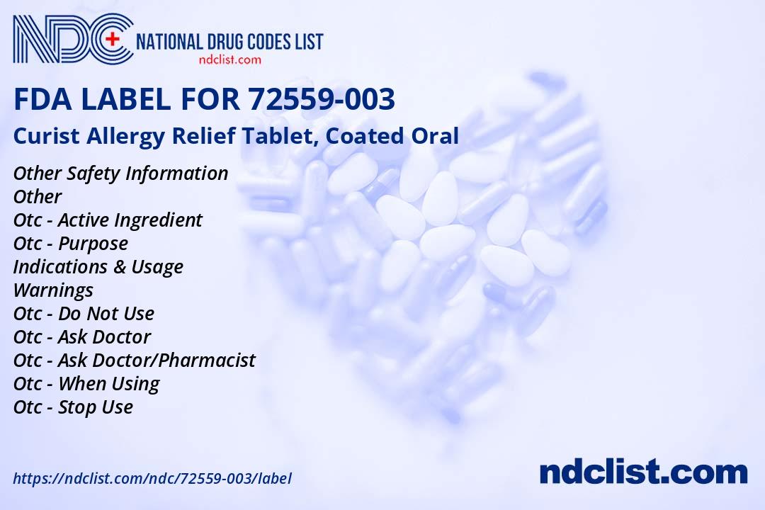 FDA Label for Curist Allergy Relief Tablet, Coated Oral - Indications ...
