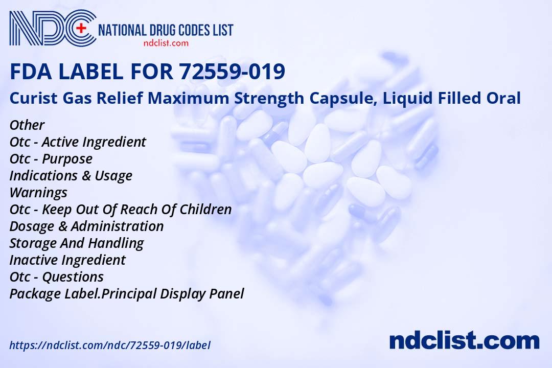 Curist Gas Relief - FDA Label NDC 72559-019