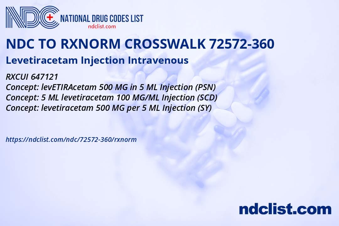 Levetiracetam Injection- RxNorm Crosswalk NDC72572-360