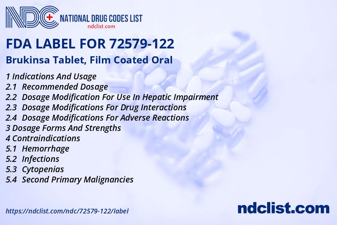 Brukinsa Tablet, Film Coated FDA Label - NDC 72579-122