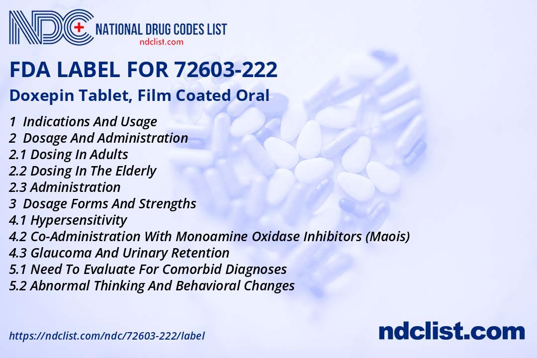 Doxepin Tablet, Film Coated- FDA Label NDC72603-222