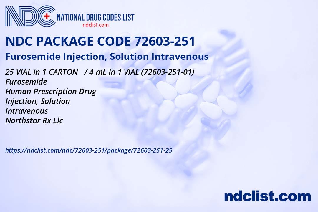 NDC Package 72603-251-25 Furosemide Injection, Solution Intravenous
