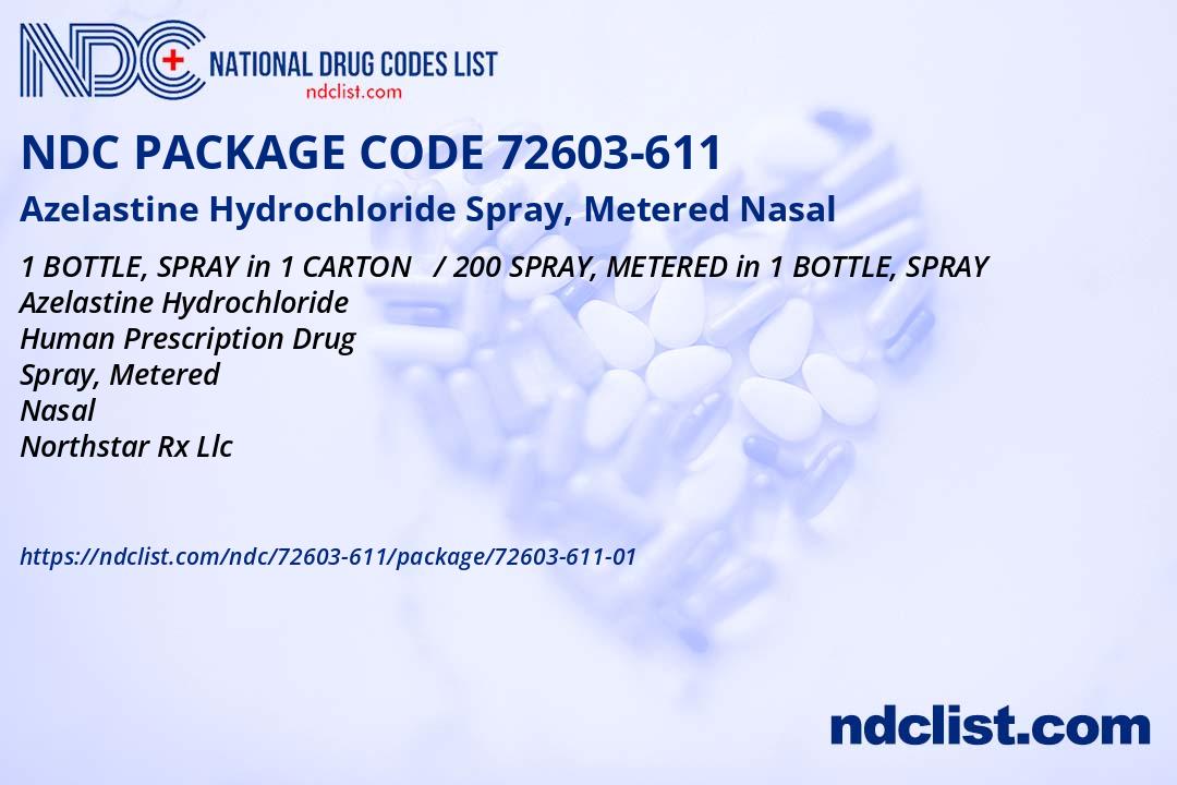 NDC Package 72603-611-01 Azelastine Hydrochloride Spray, Metered Nasal
