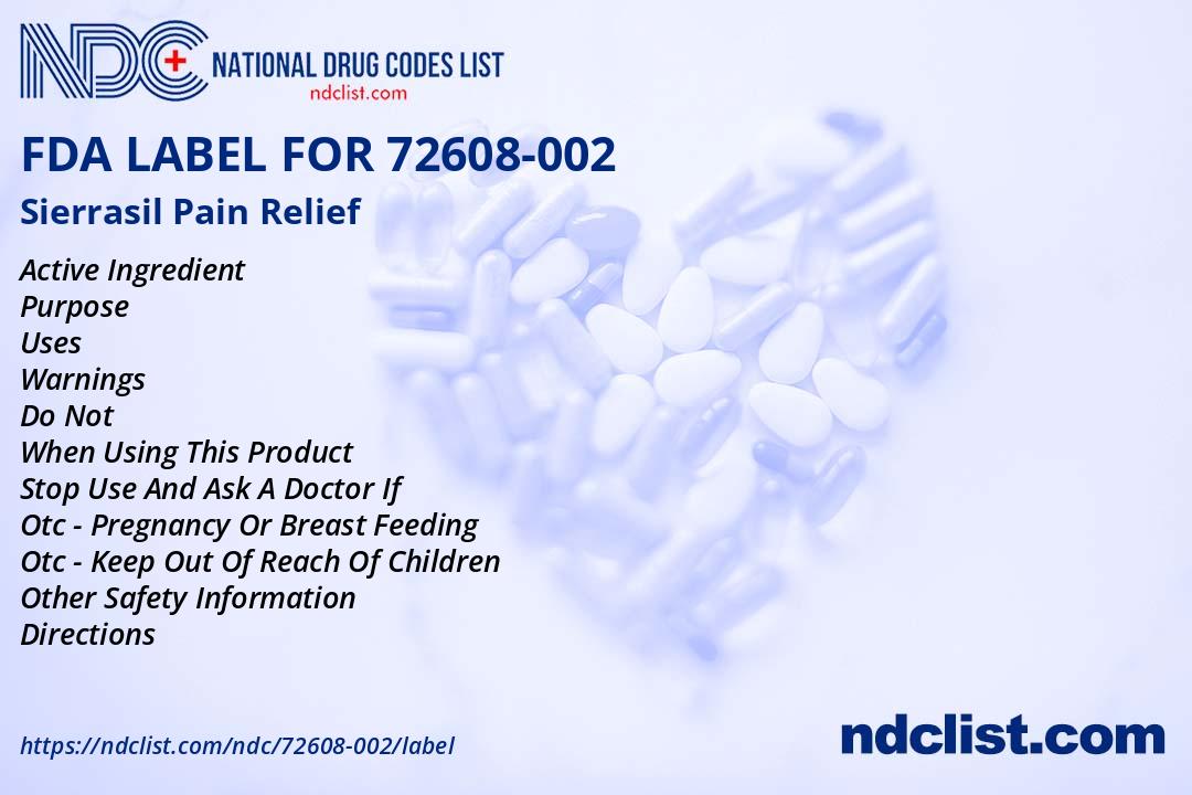 Sierrasil Pain Relief- FDA Label NDC72608-002