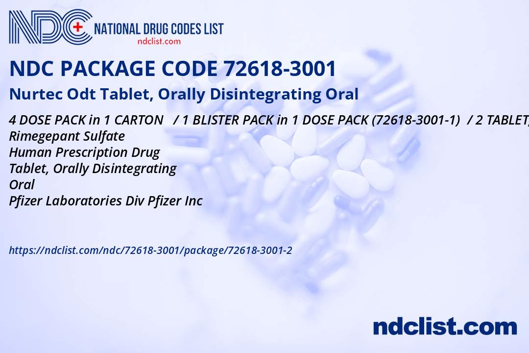 Nurtec Odt Tablet, Orally Disintegrating- NDC72618-3001-2