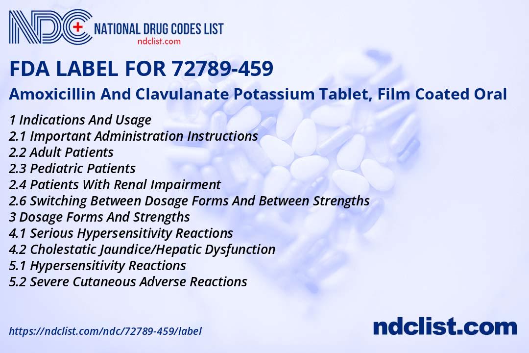 Amoxicillin And Clavulanate Po FDA Label - NDC 72789-459