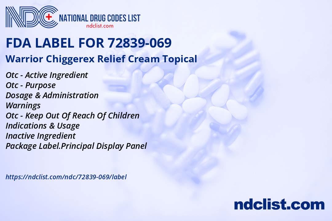 FDA Label for Warrior Chiggerex Relief Cream Topical - Indications ...