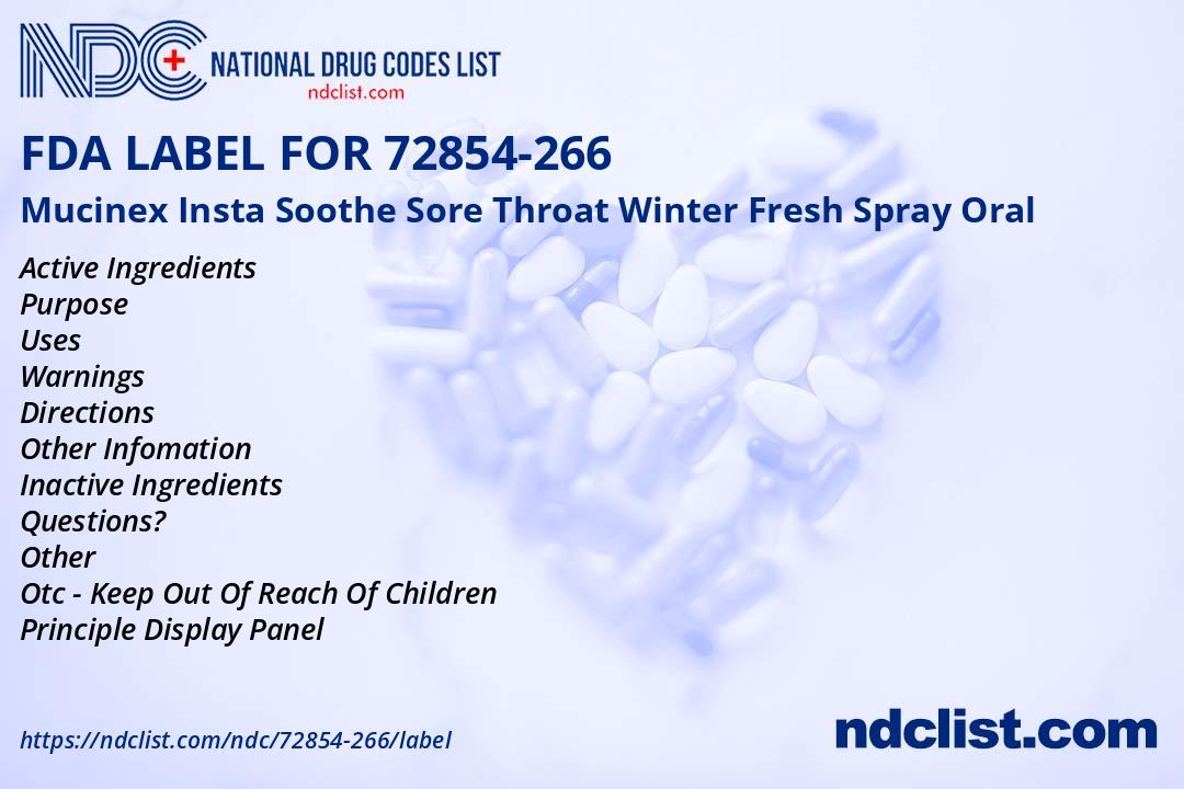FDA Label for Mucinex Insta Soothe Sore Throat Winter Fresh Spray Oral ...