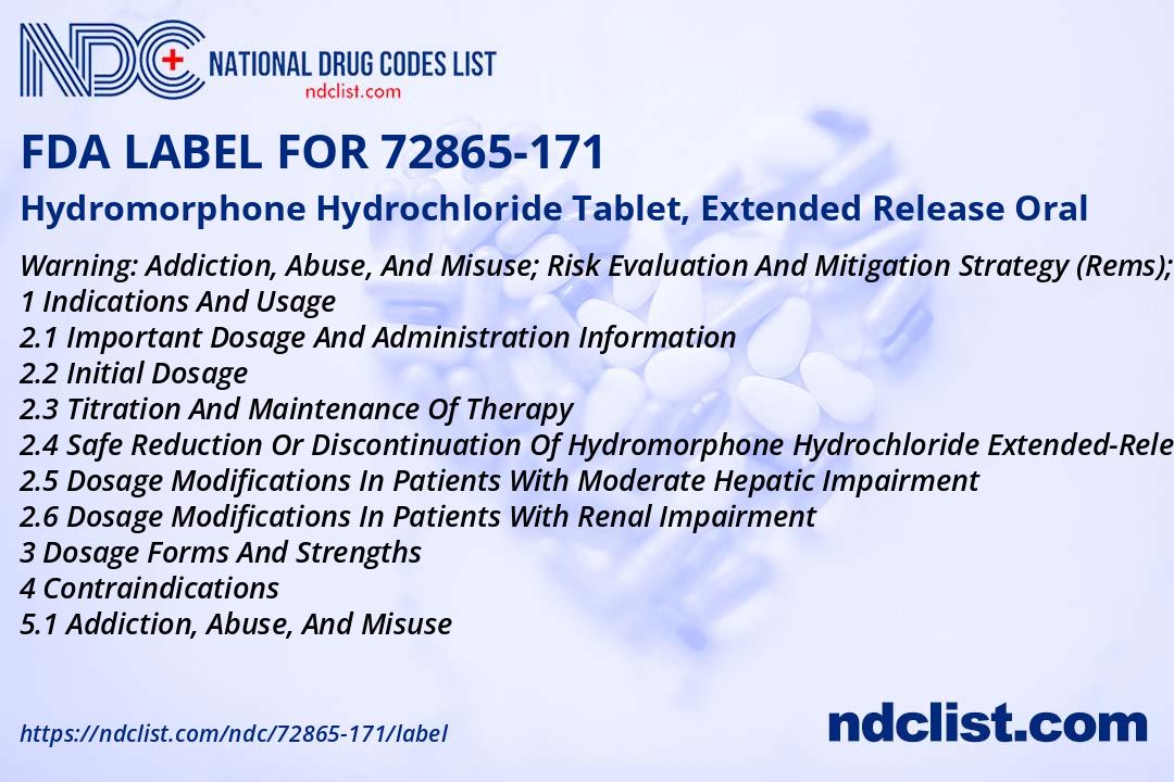 FDA Label for Hydromorphone Hydrochloride Tablet, Extended Release Oral ...